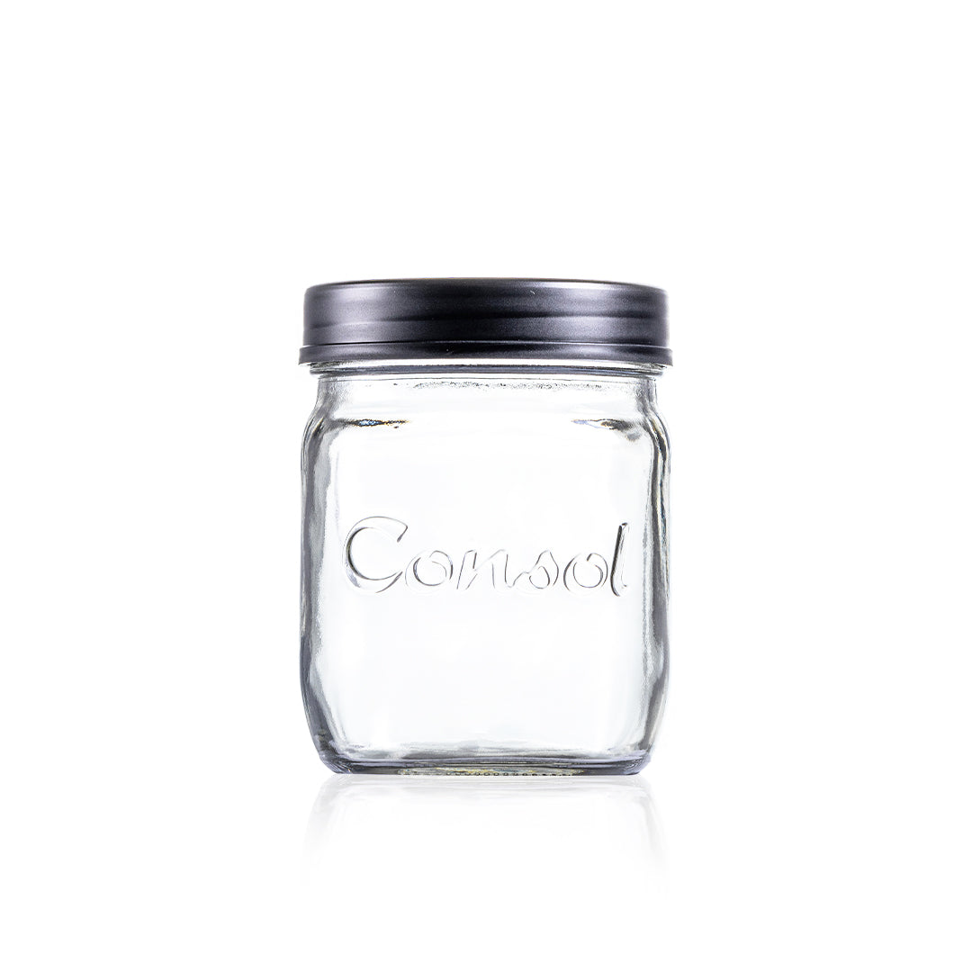 Consol Glass Preserve Jar 500ml with Black Lid — The Consol Shop ...