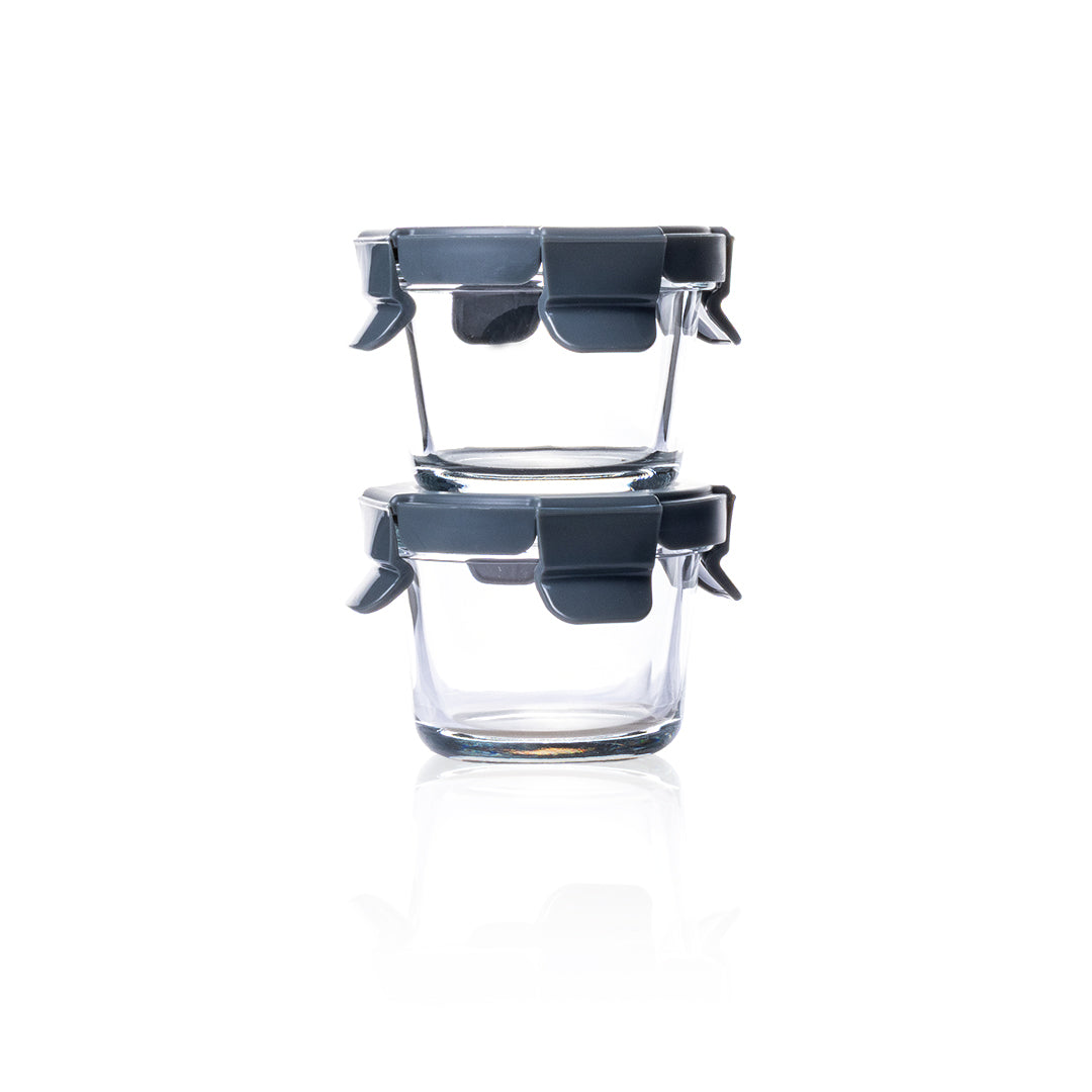 Consol Glass Madrid Round Baby Container 130ml 2 pack — The Consol Shop ...